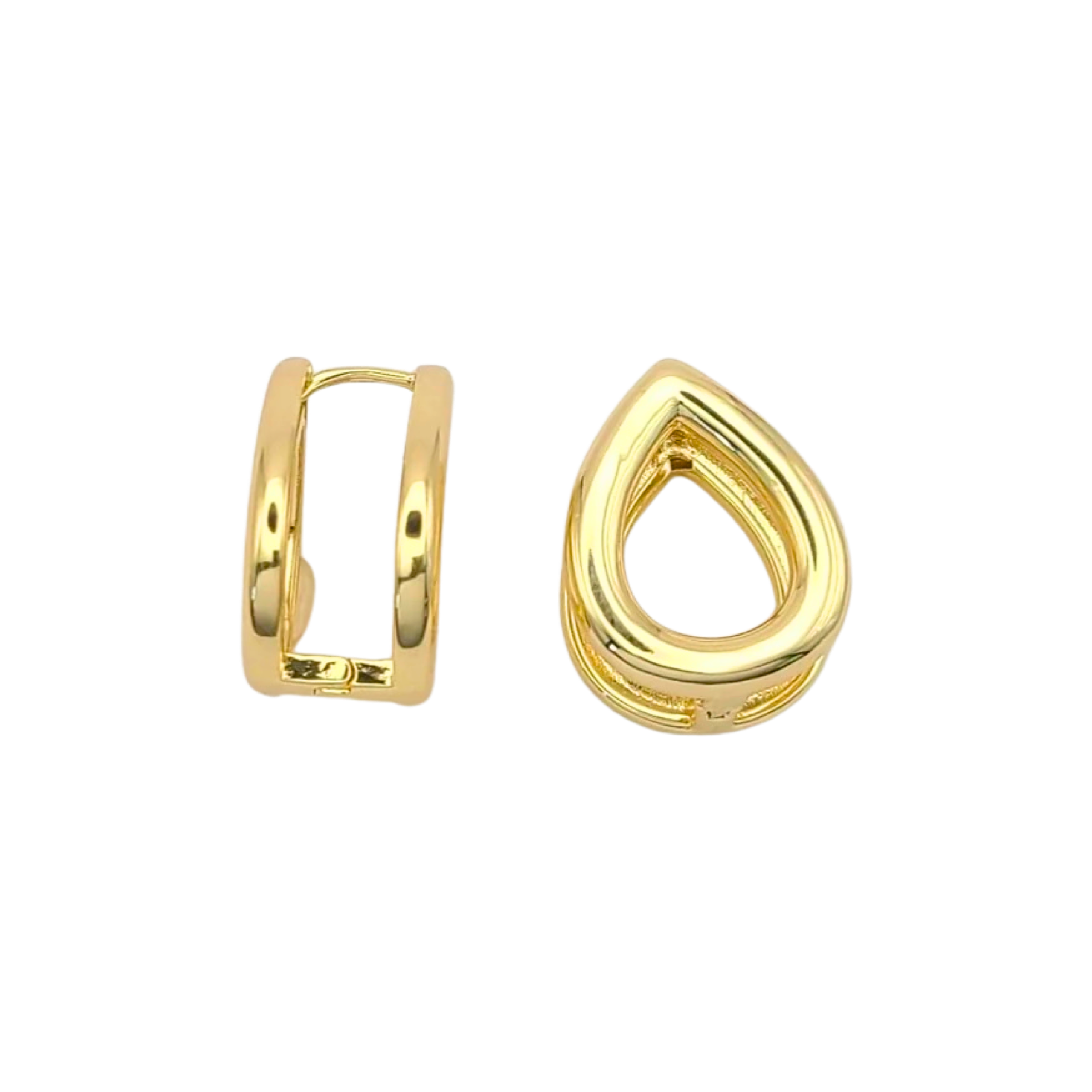Hollow Double-Sided Oval Earrings Earrings for Women 18k Gold Plated ...